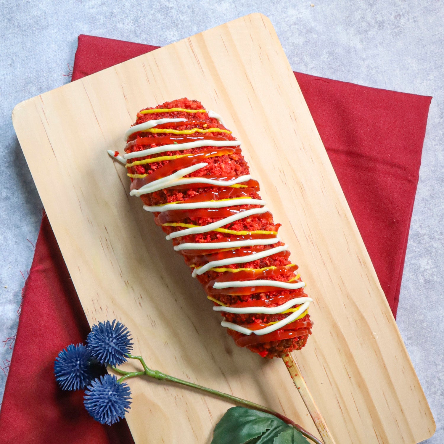 Hot Cheetos Corn Dog | ONE Korean Bistro